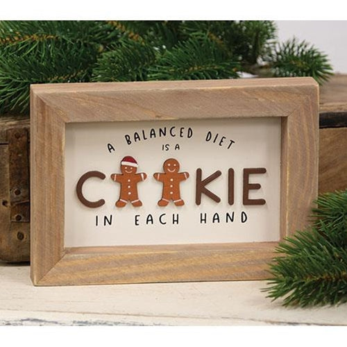 A Balanced Diet Is A Cookie In Each Hand Framed Sign – Blueberry Lane Shop