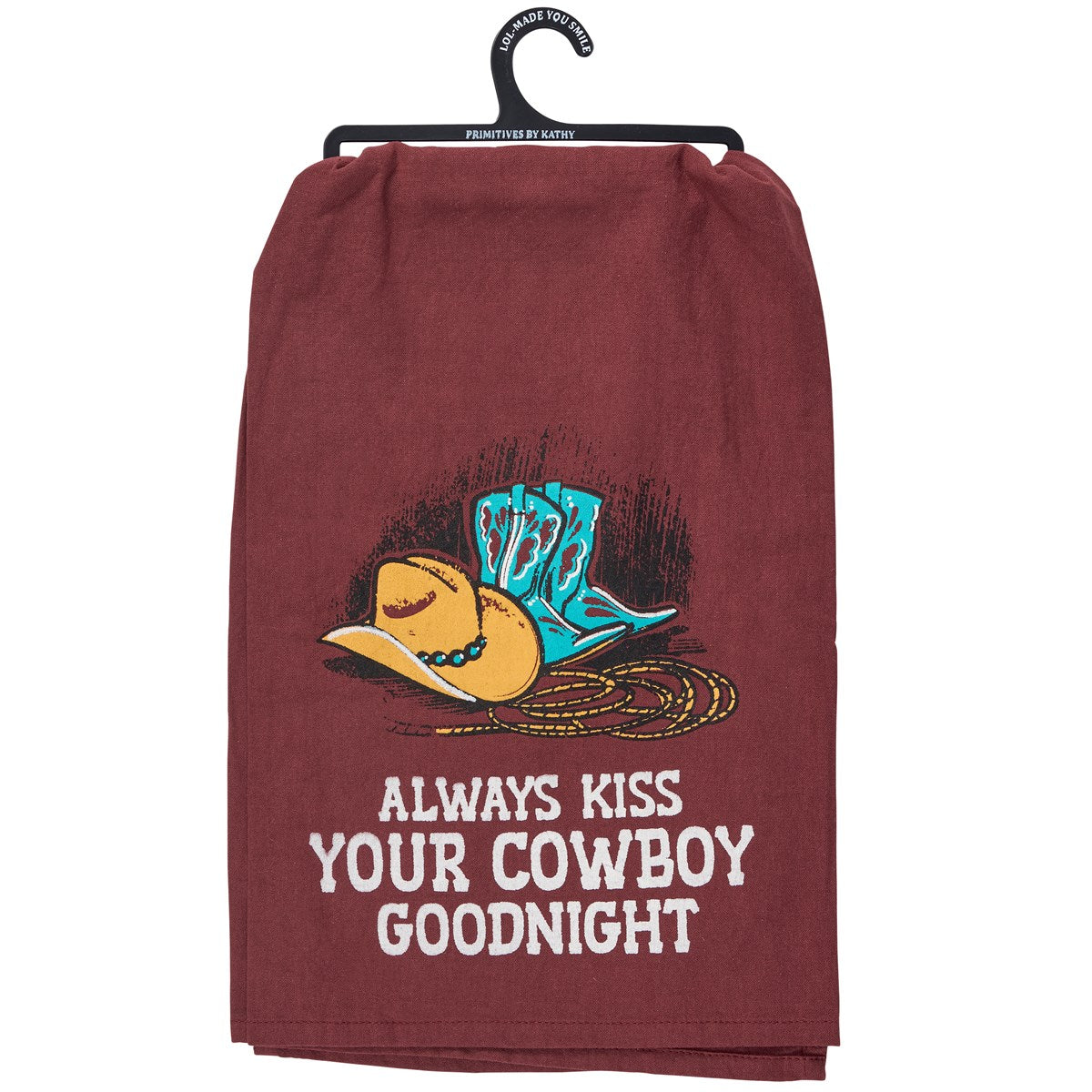 Always Kiss Your Cowboy Goodnight Kitchen Towel – Blueberry Lane Shop