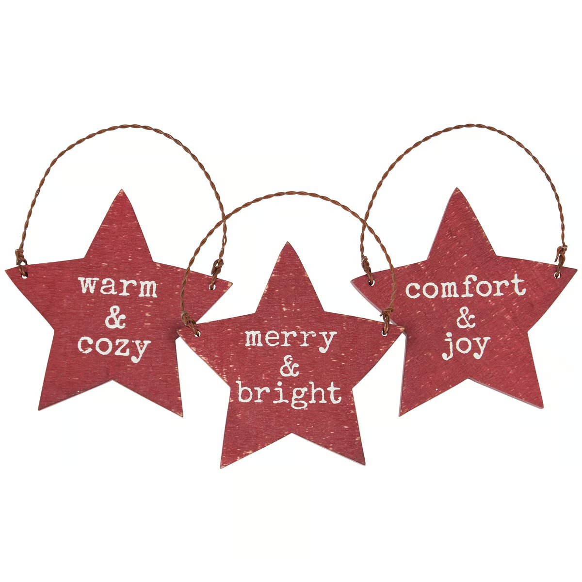Set of 3 Merry Red Star Ornaments – Blueberry Lane Shop