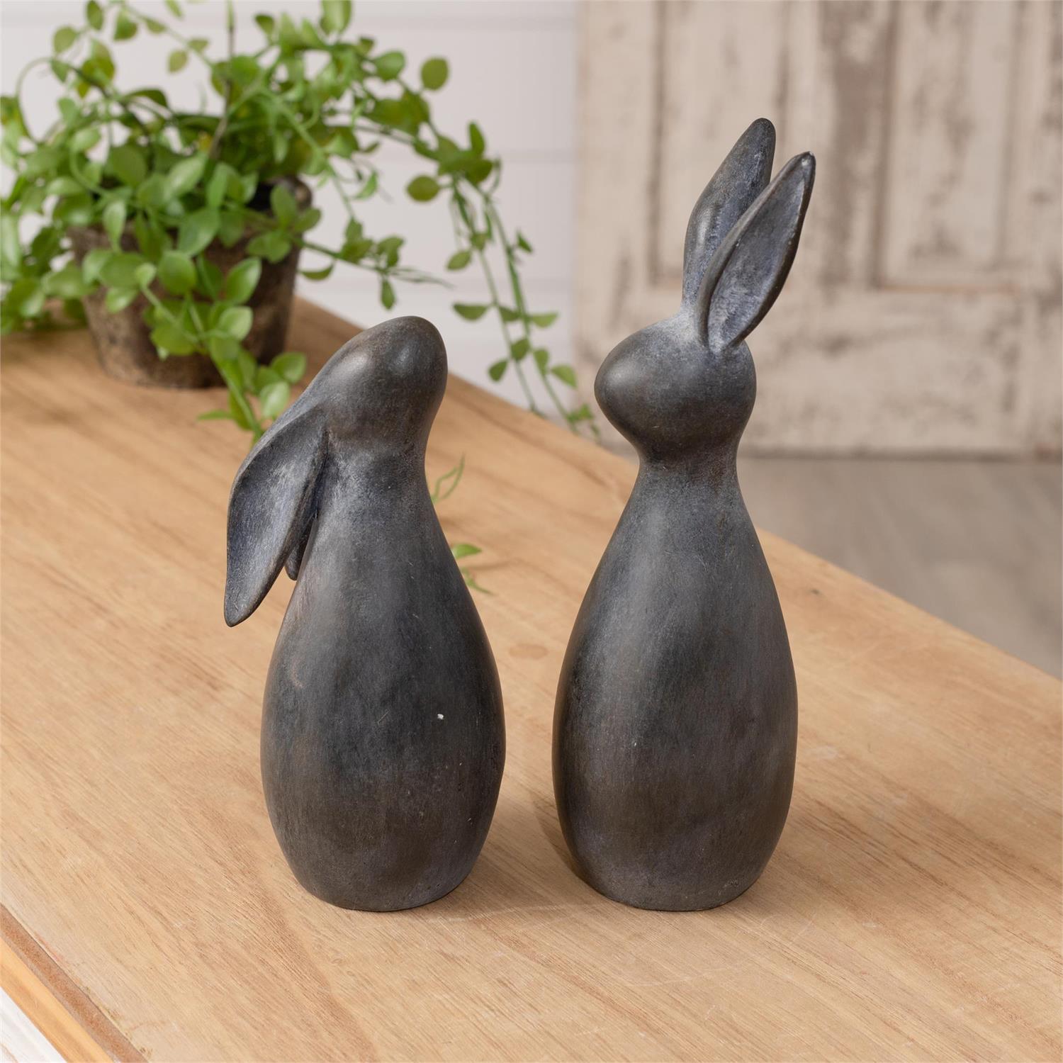 Set of 2 Modern Round Bunny Figures – Blueberry Lane Shop