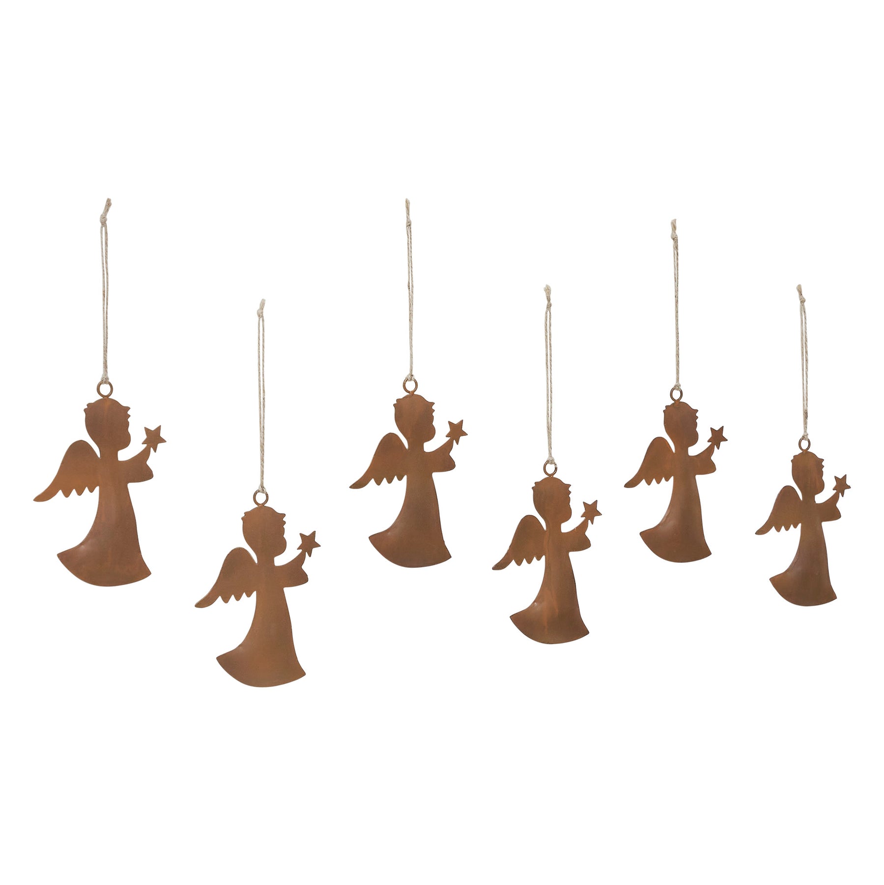 Set of 6 Rust Angel Metal Ornaments – Blueberry Lane Shop