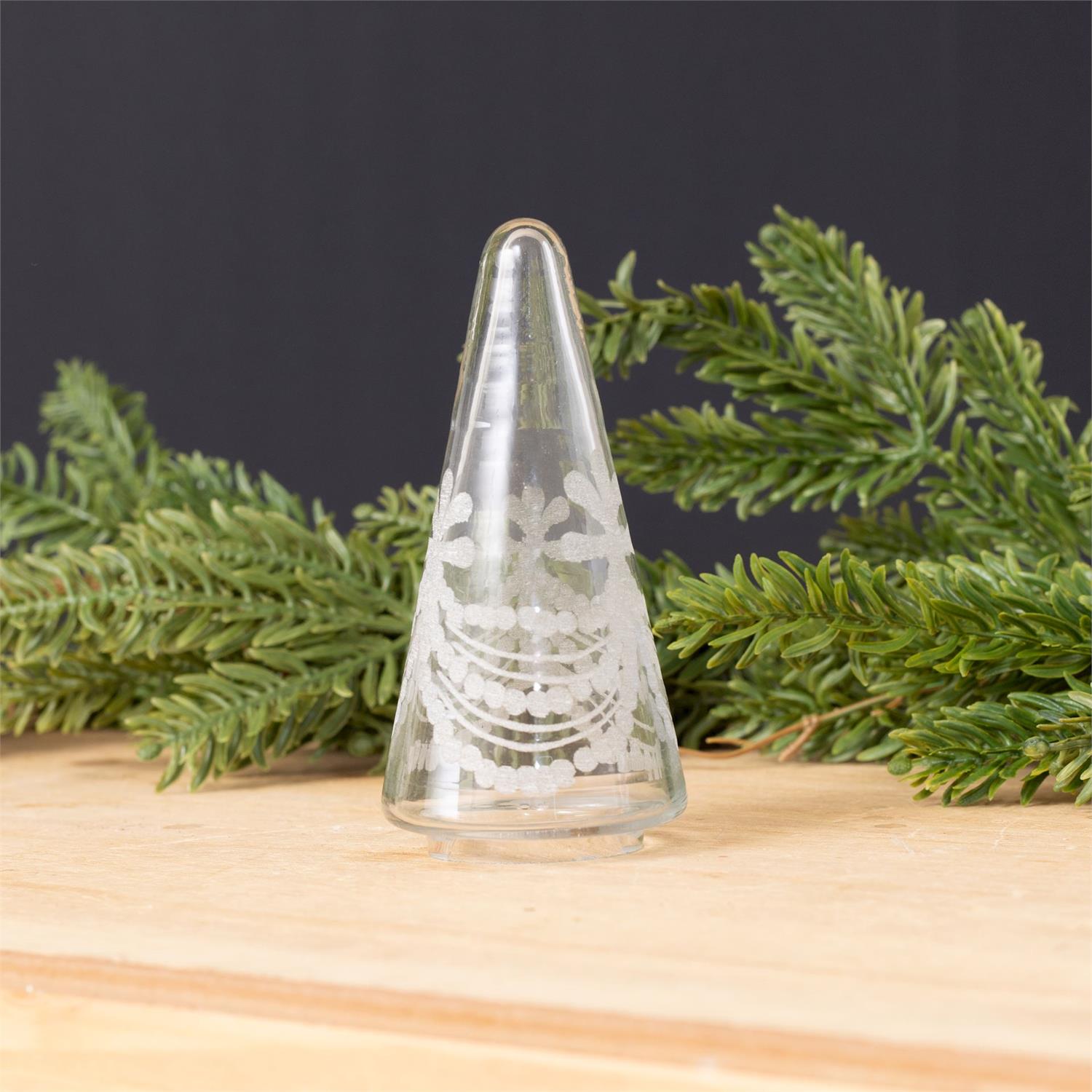 💙 Small Clear Etched Glass Tree 5" H – Blueberry Lane Shop
