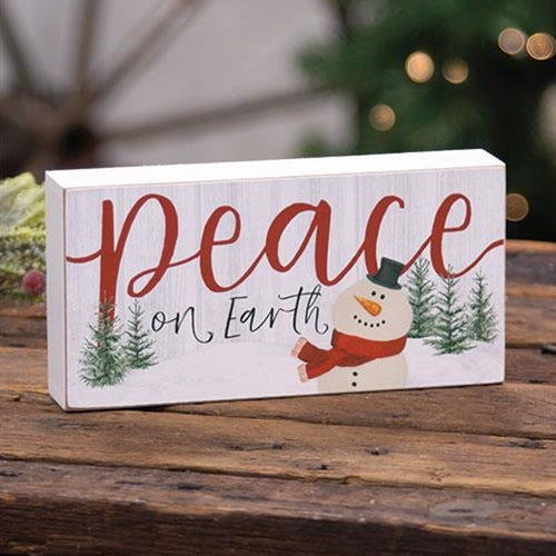💙 Peace On Earth Snowman Rectangle Box Sign – Blueberry Lane Shop
