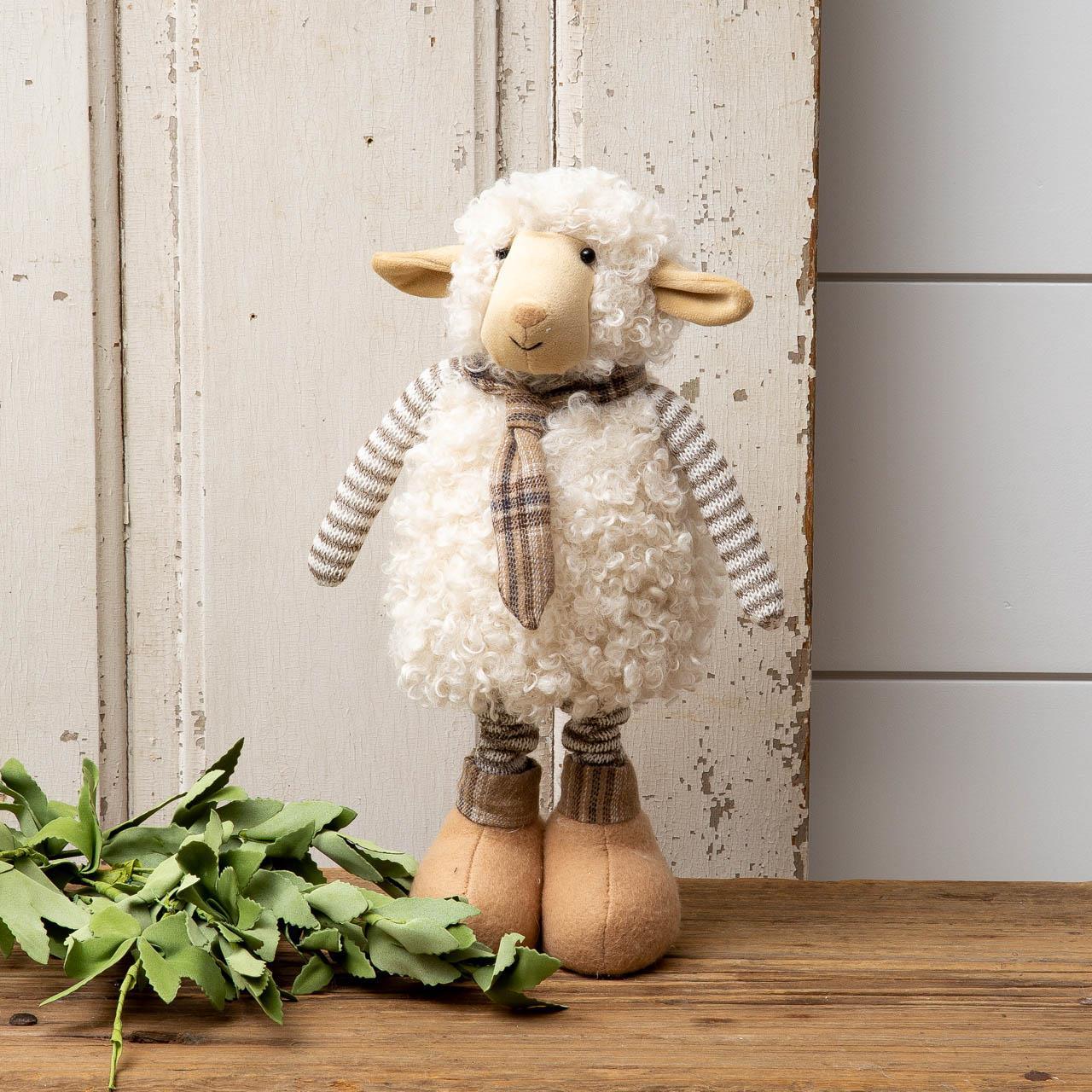 Ella Sheep with Extendable Stripped Legs and Flannel Scarf Figure ...