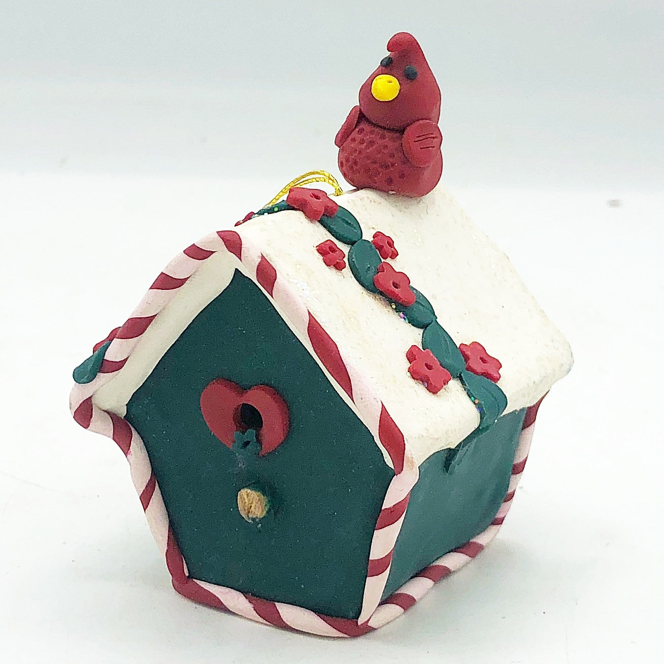 💙 Handcrafted Birdhouse with Cardinal Clay Dough Ornament – Blueberry ...