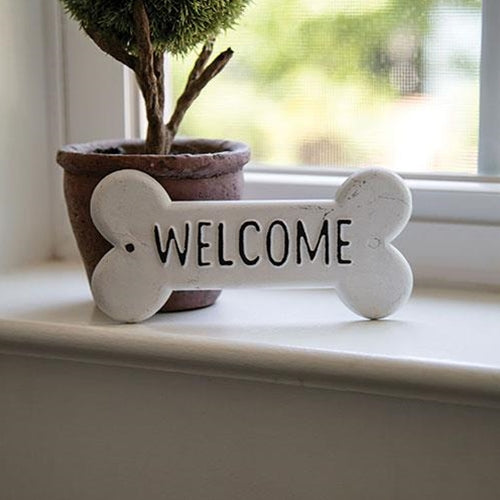 Dog Bone Welcome Small Metal Sign – Blueberry Lane Shop