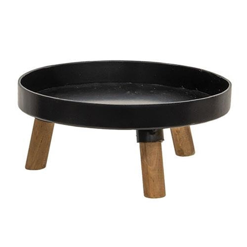 Black Metal & Wood Riser 6" Dia x 2.75"H – Blueberry Lane Shop