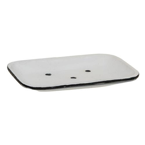 White Enamel Flat Soap Dish – Blueberry Lane Shop