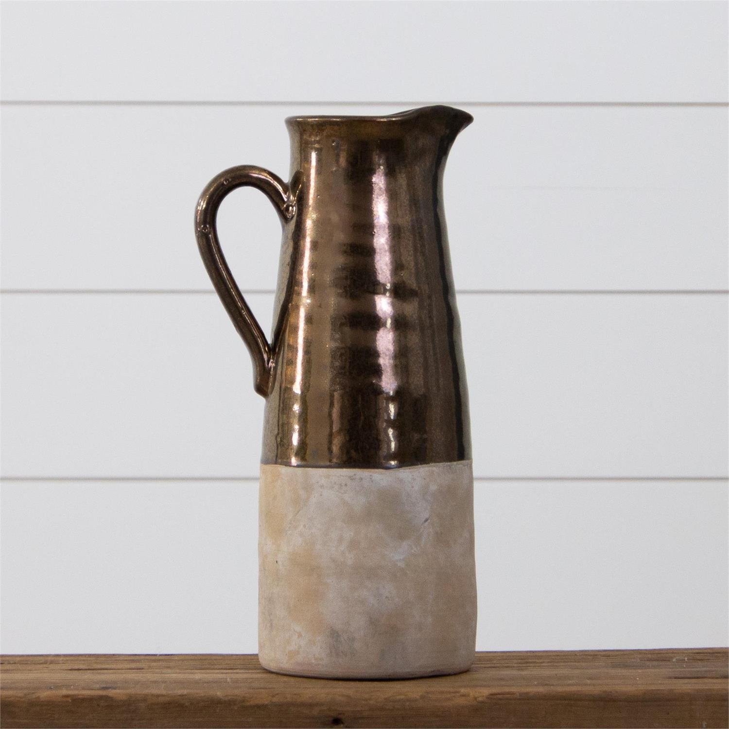 Metallic Two-Toned Pitcher 14.5" H – Blueberry Lane Shop