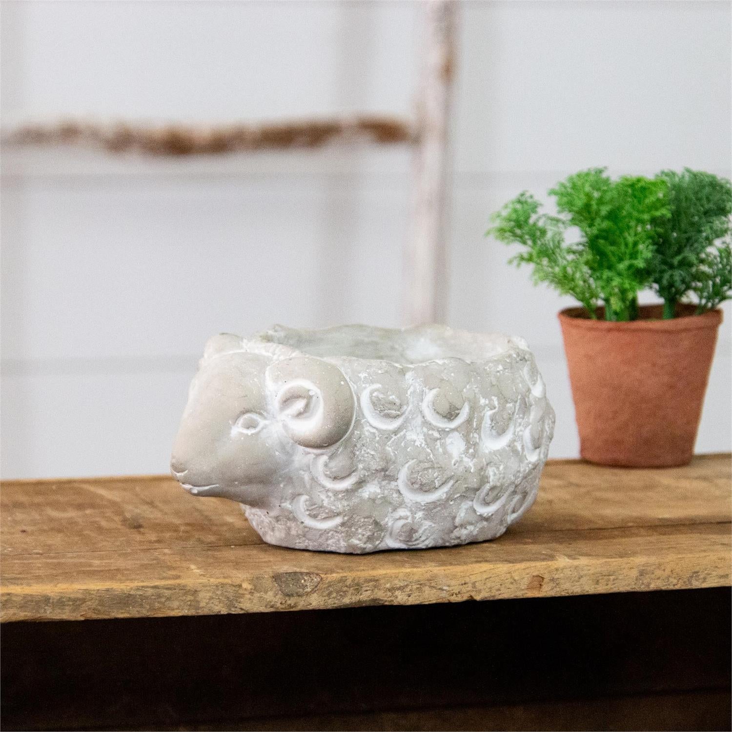 Farmhouse Ram Small Cement Planter – Blueberry Lane Shop