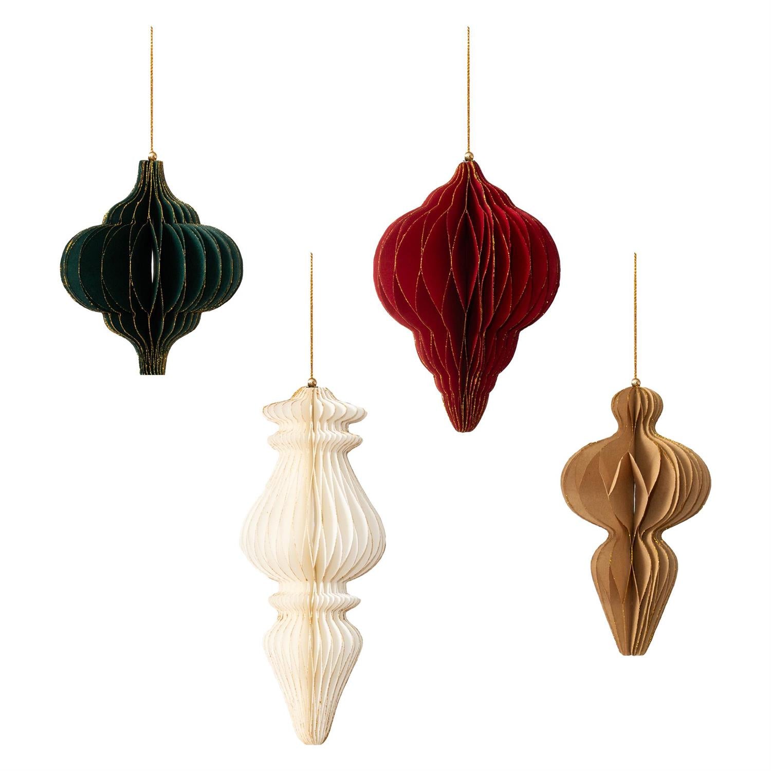 Gold Tipped Honeycomb Finial Shape Paper Ornaments – Blueberry Lane Shop