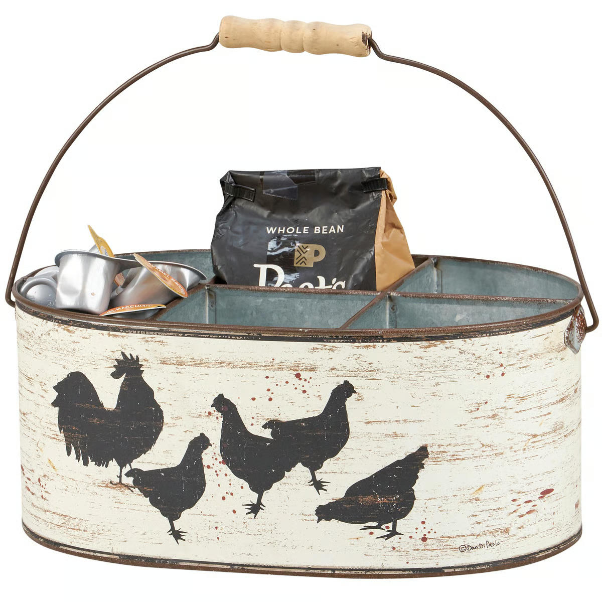 💙 Farmhouse Chickens Rustic Metal Caddy – Blueberry Lane Shop