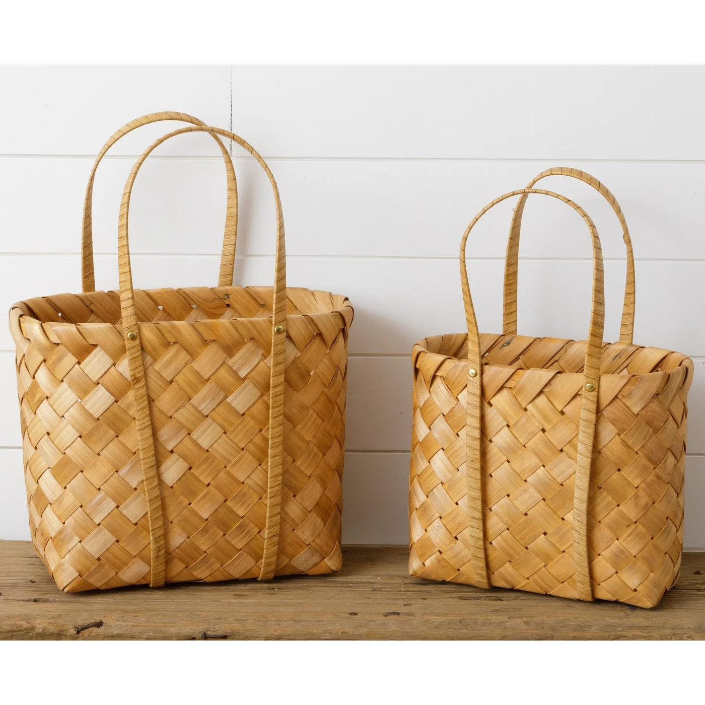 Chipwood Tote Baskets with Handles Set – Blueberry Lane Shop