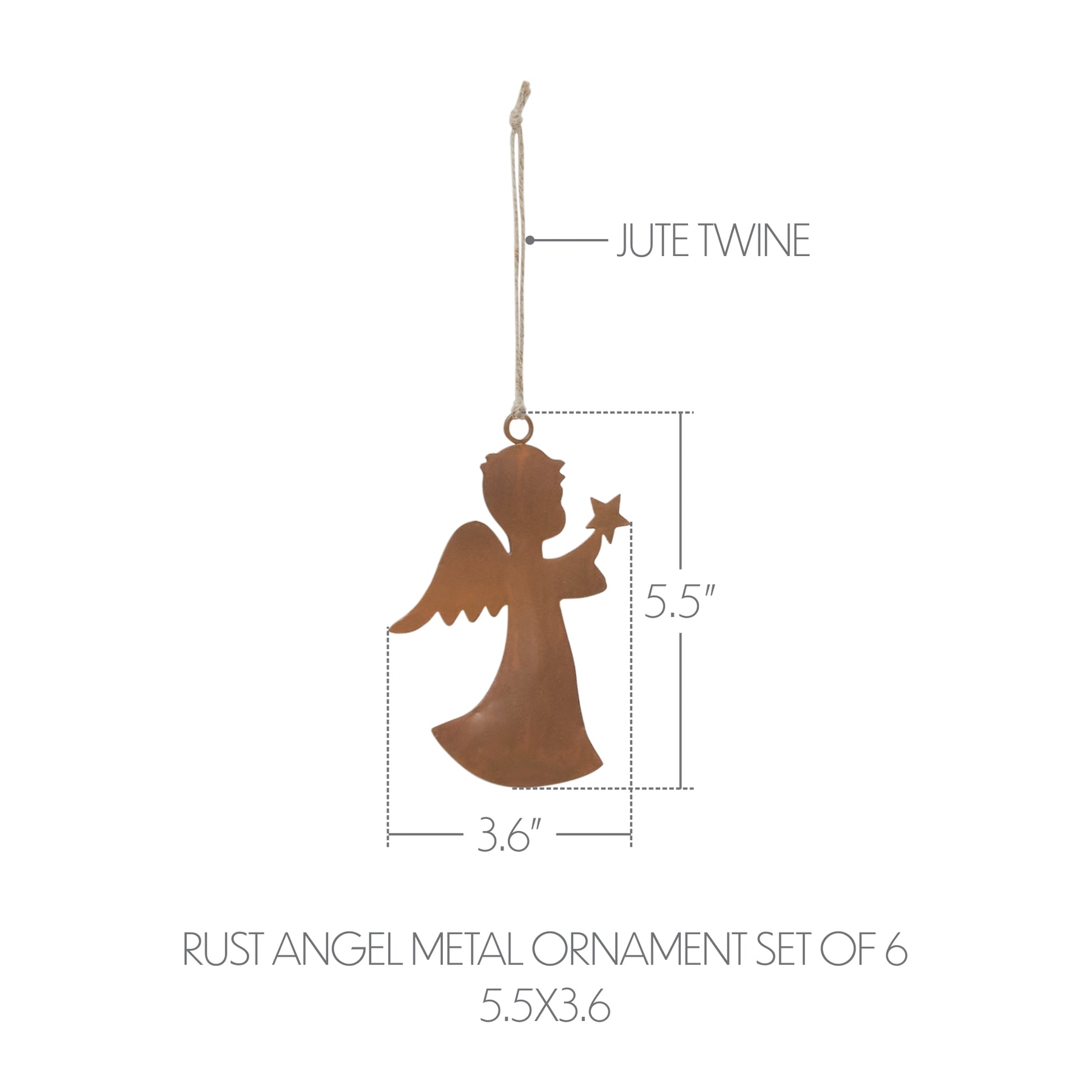 Set of 6 Rust Angel Metal Ornaments – Blueberry Lane Shop