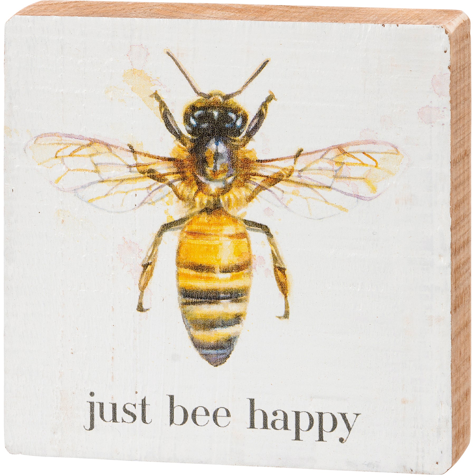 💙 Just Bee Happy 4" Wooden Block Sign – Blueberry Lane Shop