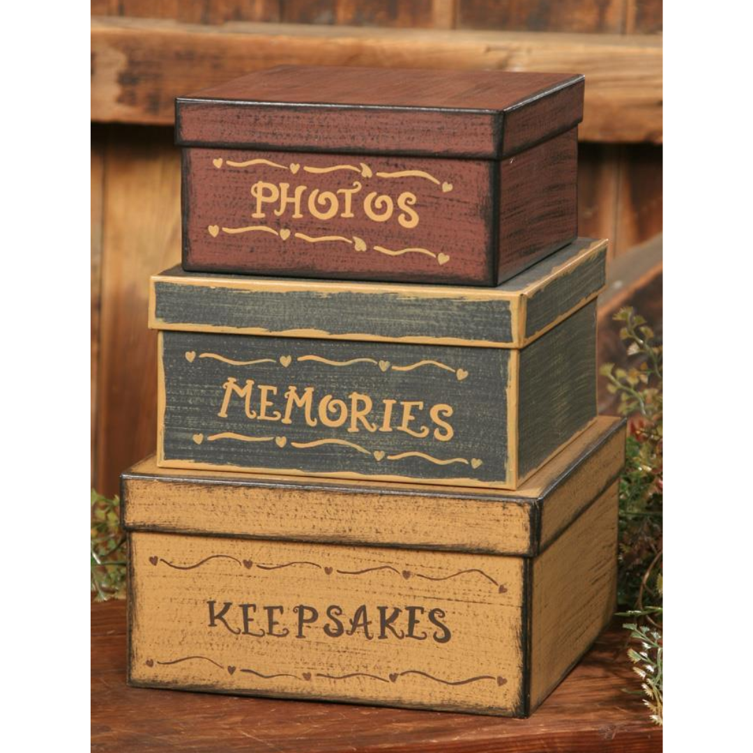 Primitive Nesting Boxes Photos Memories Keepsakes Set of 3 – Blueberry ...