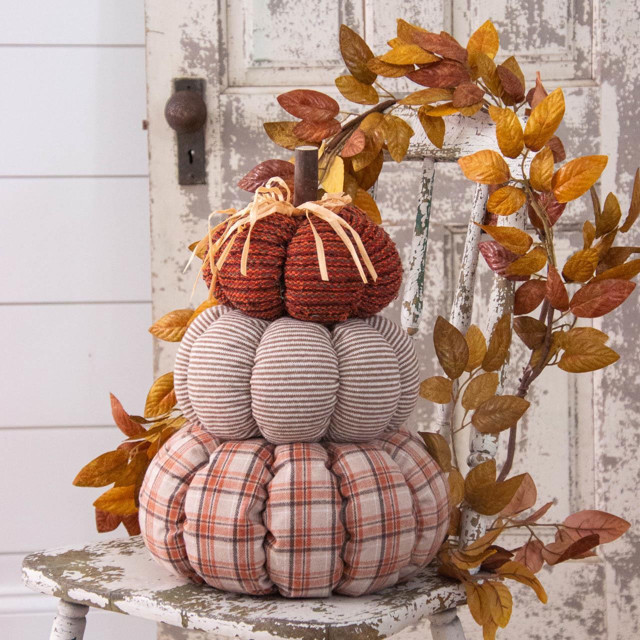 Triple Stack Fabric Pumpkins 16" H – Blueberry Lane Shop