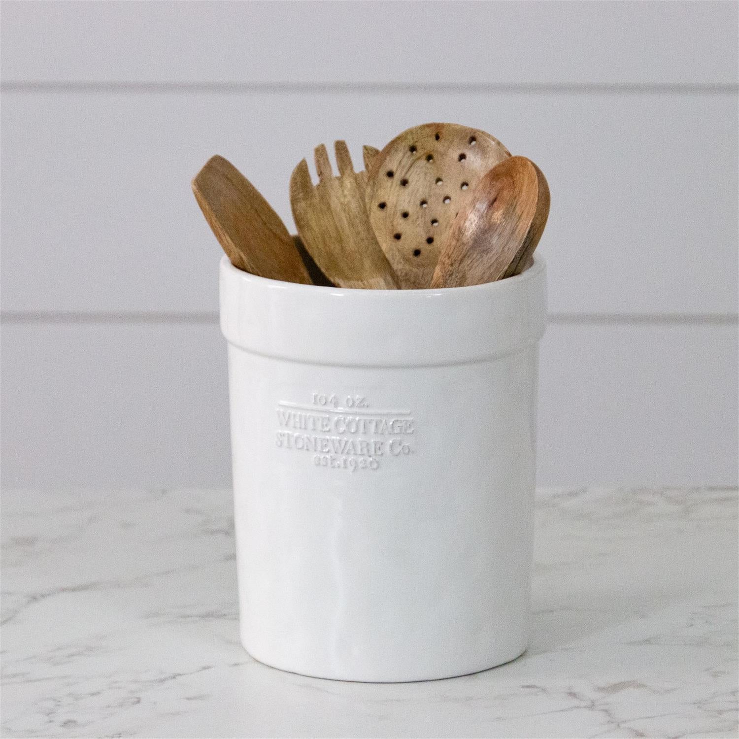 White Cottage Utensil Crock – Blueberry Lane Shop