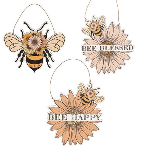 💙 Set of 3 Blessed Bee Flower Ornaments – Blueberry Lane Shop