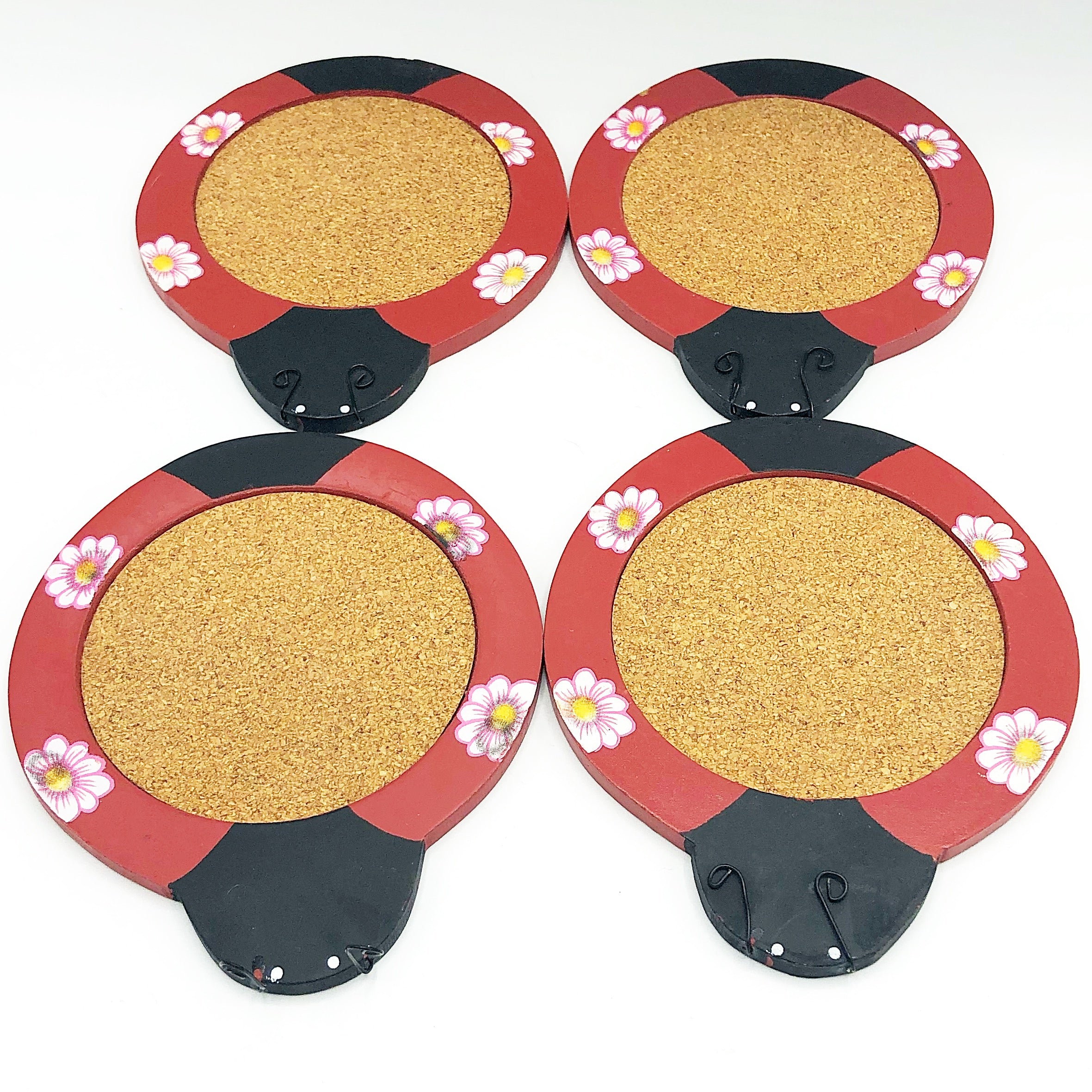 💙 Set of 4 Ladybug Shaped Wooden Drink Coasters – Blueberry Lane Shop
