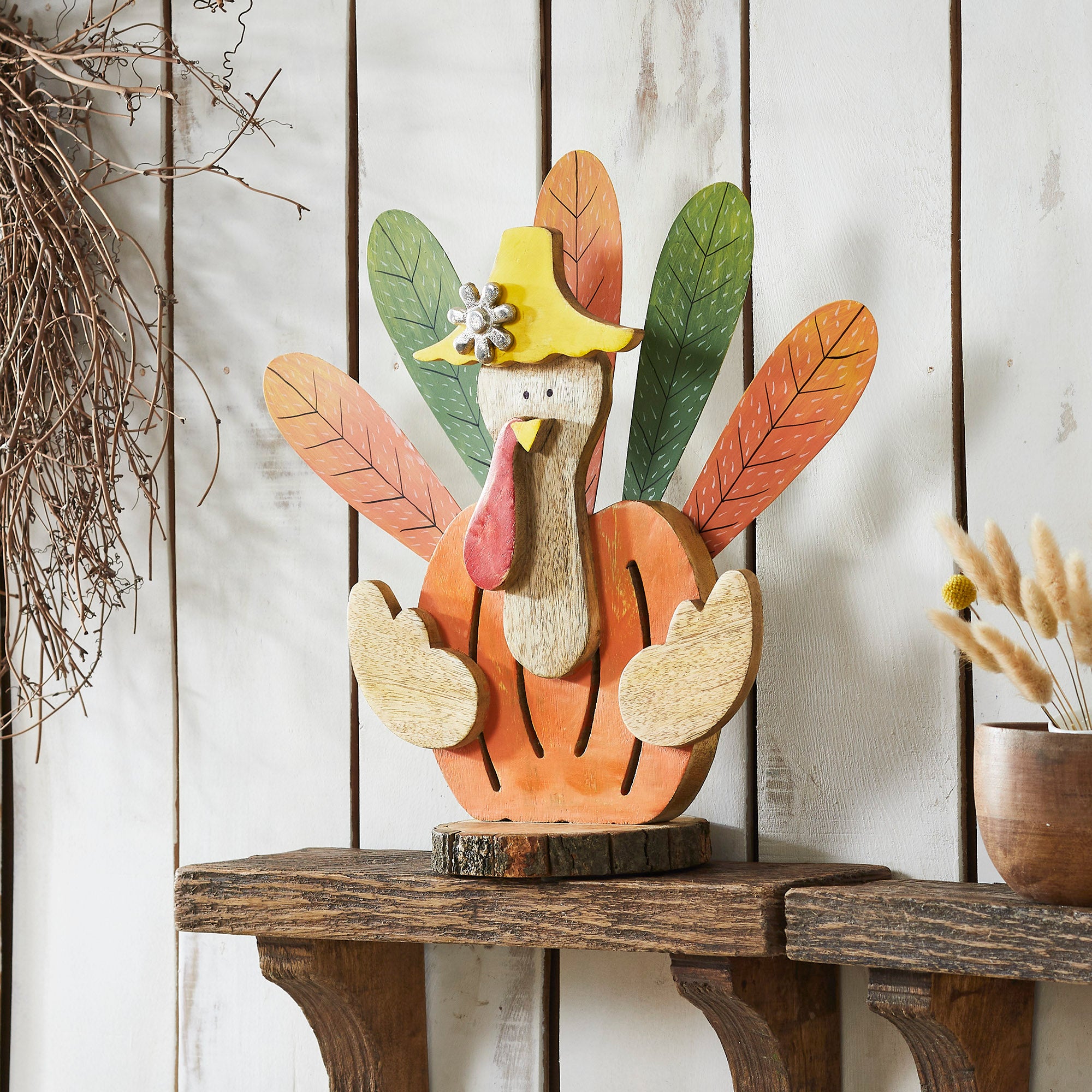 Rustic Turkey Wooden Thanksgiving Figure – Blueberry Lane Shop