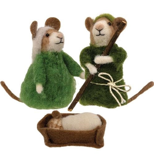 💙 Nativity Mouse Felt Ornaments Mary Joseph and Jesus – Blueberry Lane Shop