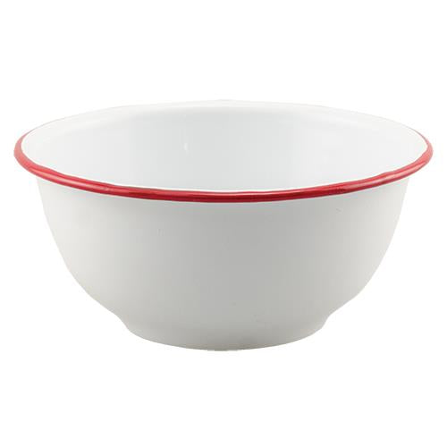💙 White with Red Rim Enamelware Cereal Bowl – Blueberry Lane Shop