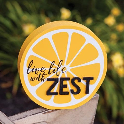 Live Life With Zest Lemon Slice Sign – Blueberry Lane Shop