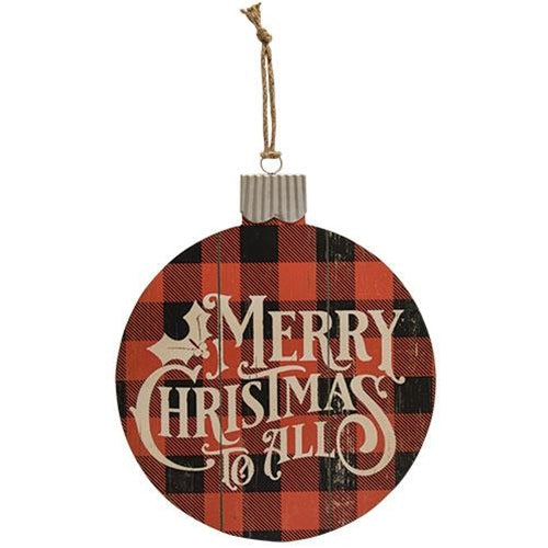 Merry Christmas Buffalo Plaid Bulb Shaped Sign – Blueberry Lane Shop