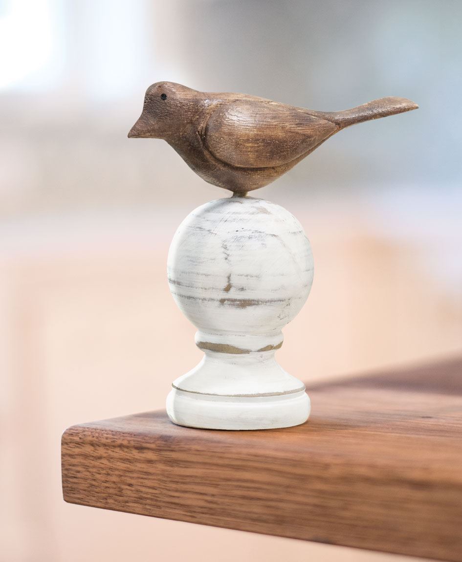 💙 Wood Carved Bird Finial – Blueberry Lane Shop