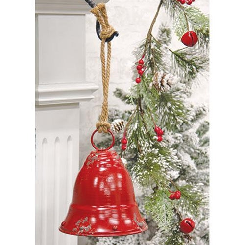 Distressed Red Metal Bell With Jute Hanger 9" H – Blueberry Lane Shop